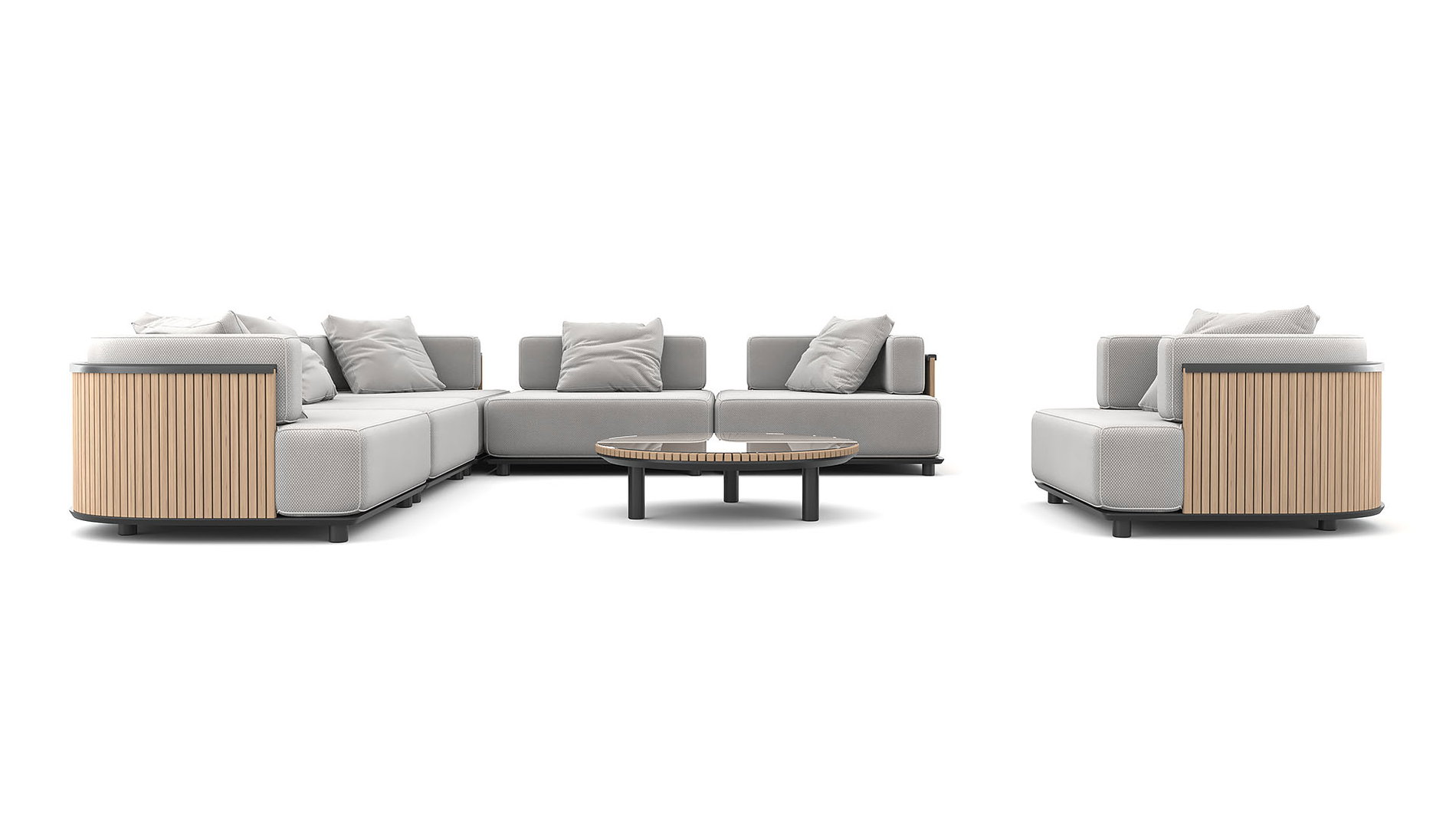 Venkovní sedací set Marsa · Hliník antracit a Teak · artelia